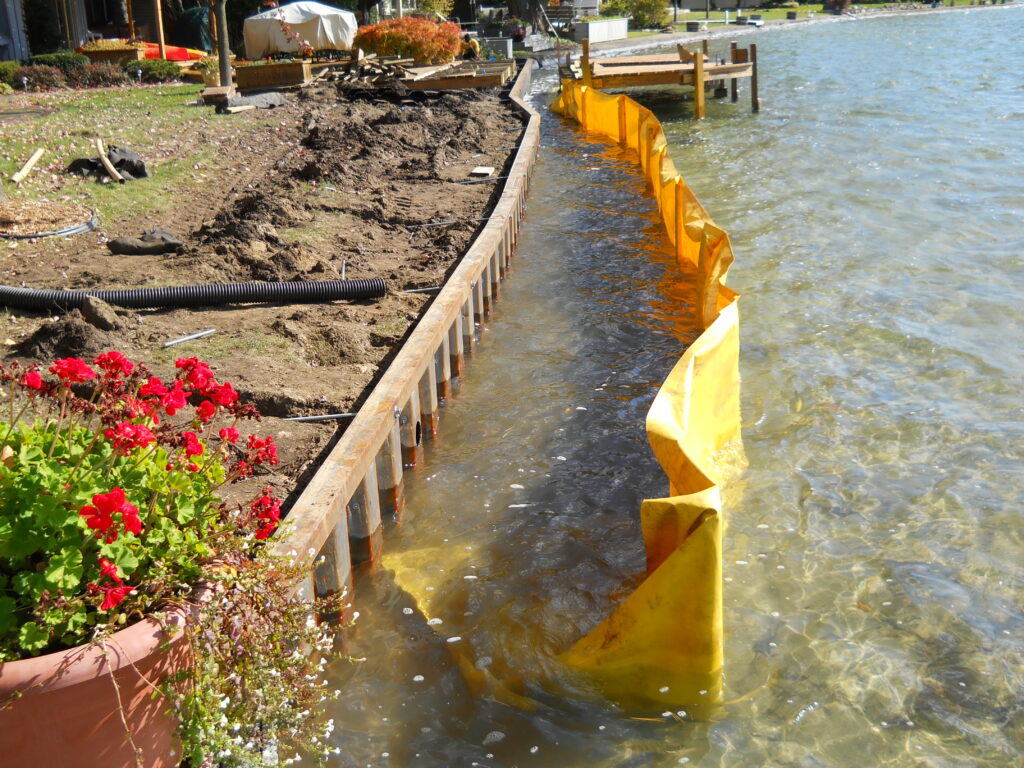 Beautiful Steel Seawall on Green Lake in West Bloomfield Mi