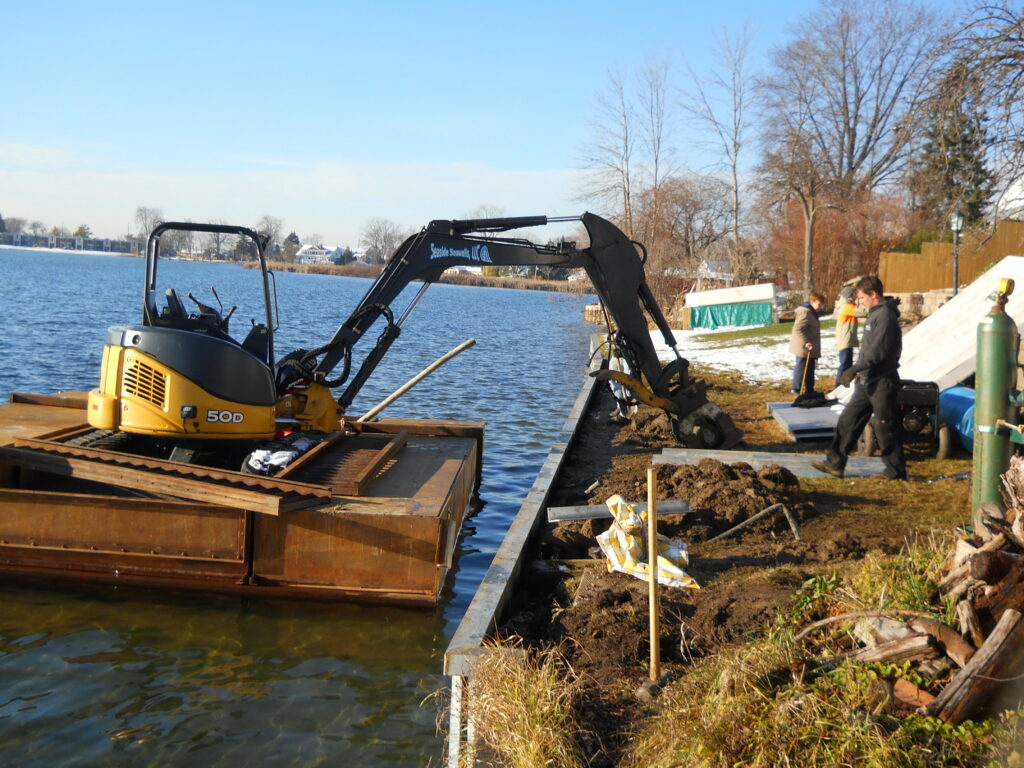 New Steel Seawall Project on Sylvan Lake in Waterford MI