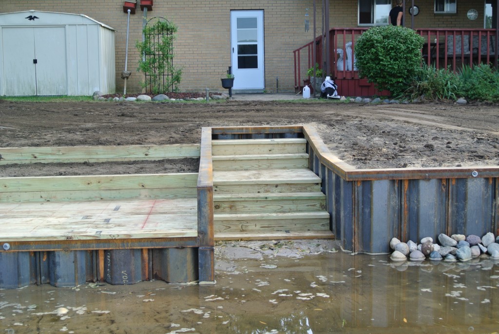 Steel Seawall installed on Lake Neva in Oakland County, MI